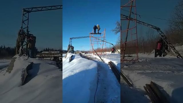 Монтаж каркаса ангара 10 метров