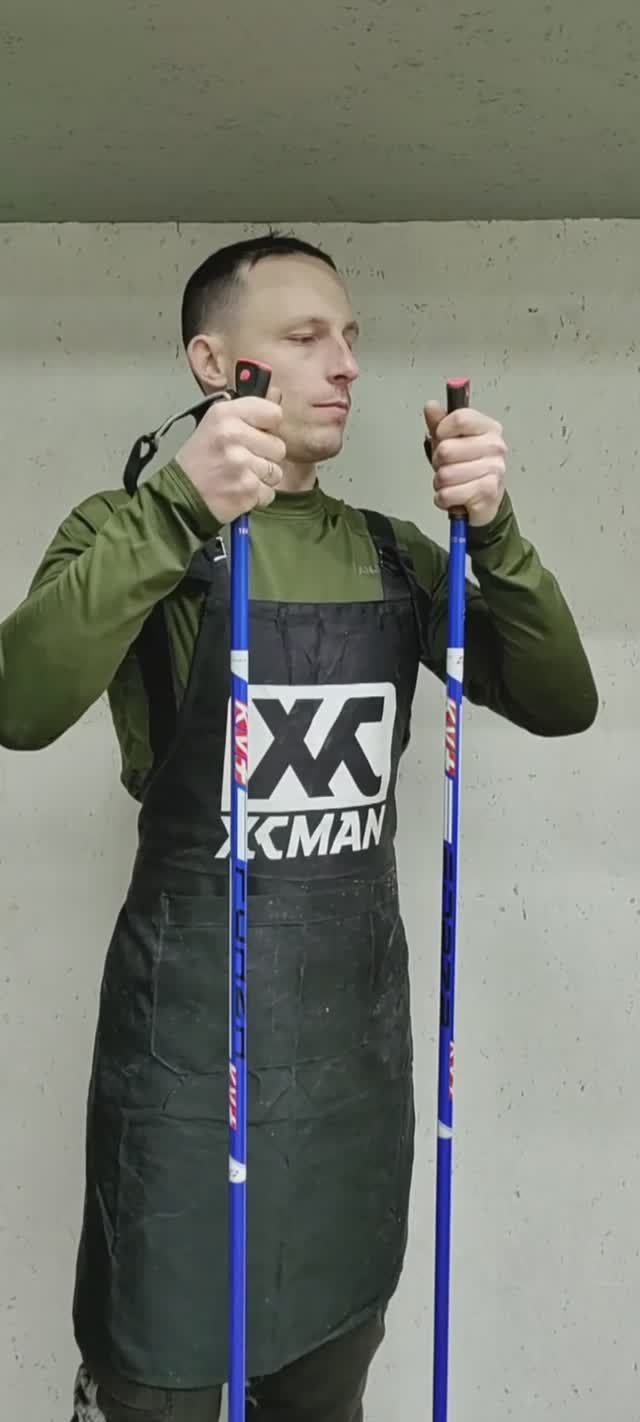 Подгонка под рост палочек для беговых лыж.