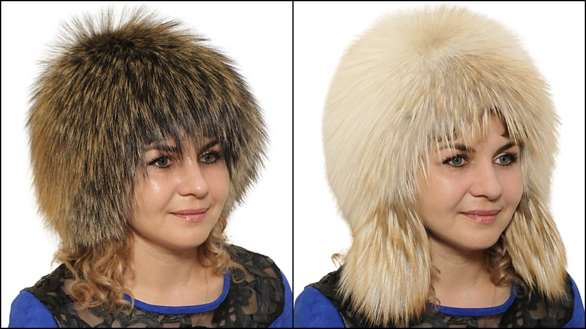 Шапка "Сноп" из меха лисы