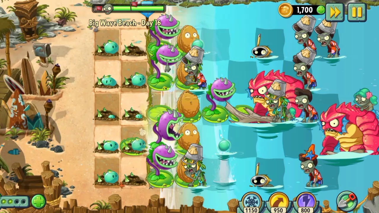 День 16 Большая Пляжная Волна (Big Wave Beach) Plants vs. Zombies 2