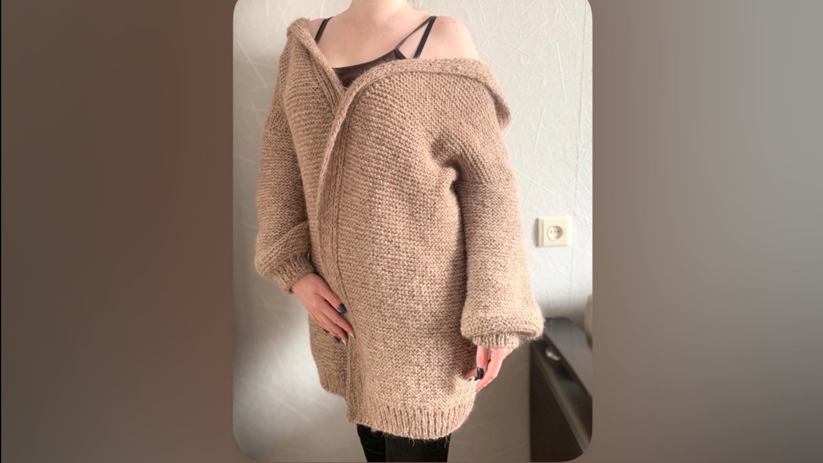 Огромный кардиган. Кардиган спицами.  Часть 2