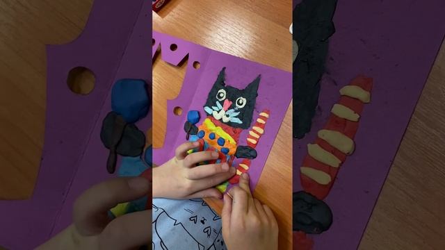 Открытка "Котик" из пластилина