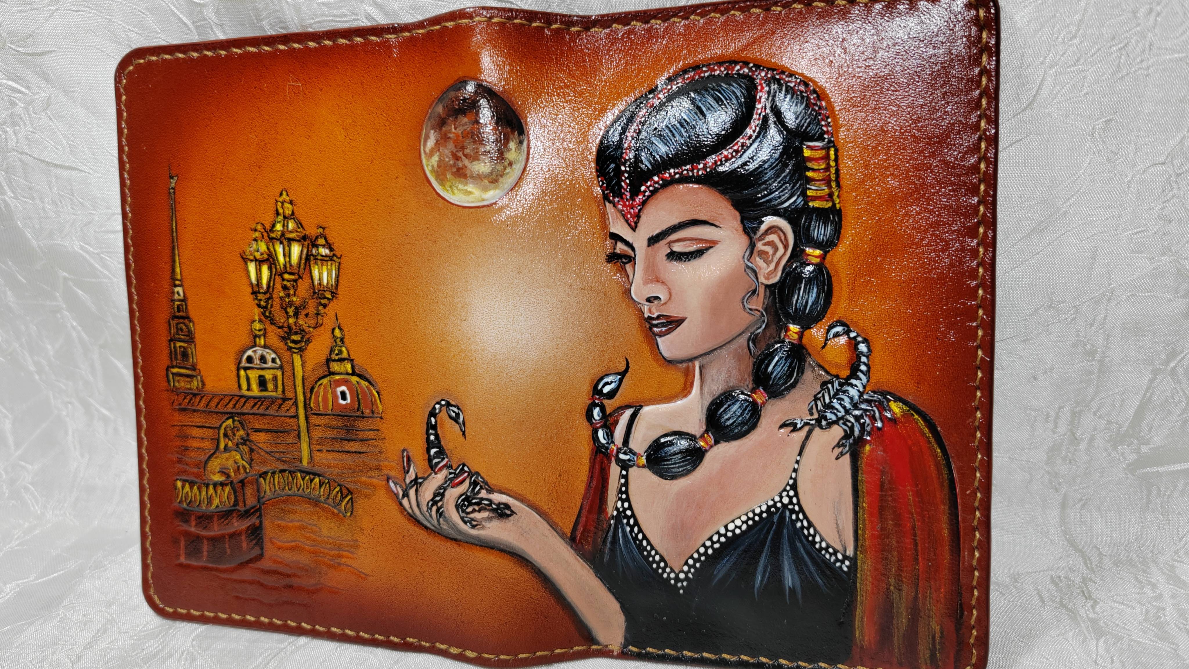 Обложка для паспорта. Изделия из кожи. СКСтиль. Музыкальное видео по созданию: Доченьке "Скорпион".