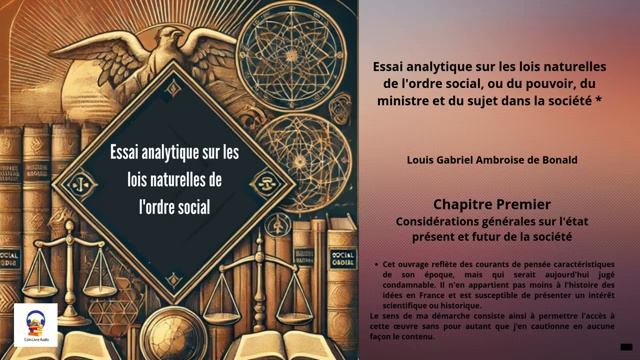 Essai analytique sur les lois naturelles de l'ordre social - Chapitre Premier