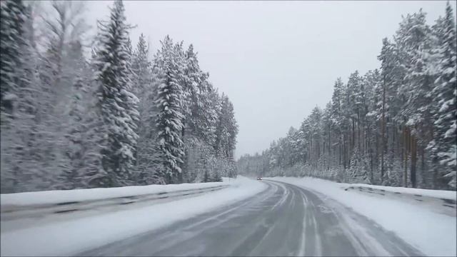 Заснеженная трасса Краснотурьинск - Североуральск