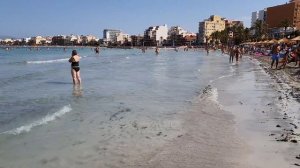 Прогулки по пляжам МайоркиPlaya S'Arenal LLucmajor ❤ Mallorca ⛱ Beach Walk | Strandspaziergang |4K