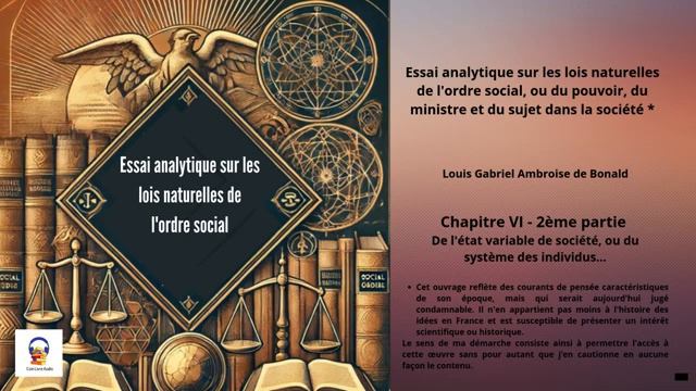 Essai analytique sur les lois naturelles de l'ordre social - Chapitre VI - 2ème partie