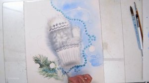 Новогодние мотивы. Обзор урока по акварельной живописи с Еленой Базановой