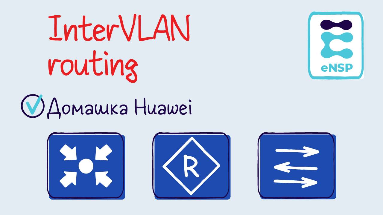 Домашняя работа eNSP 8. Маршрутизация между VLAN. (Лекция 15)