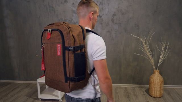 Рюкзак сумка чемодан для ручной клади 55x40x20 Optimum Air, коричневый