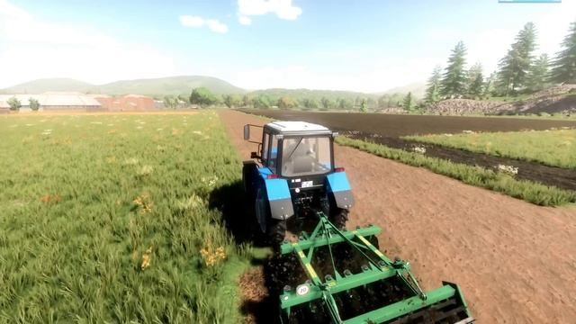 Farming Simulator 22 Дискование на мтз 82.2 карта Сосновка