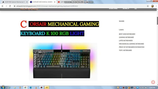 MECHANICAL GAMING KEYBOARD RGB LIGHT.COSAIR GAMING KEYBOARD K100 ...