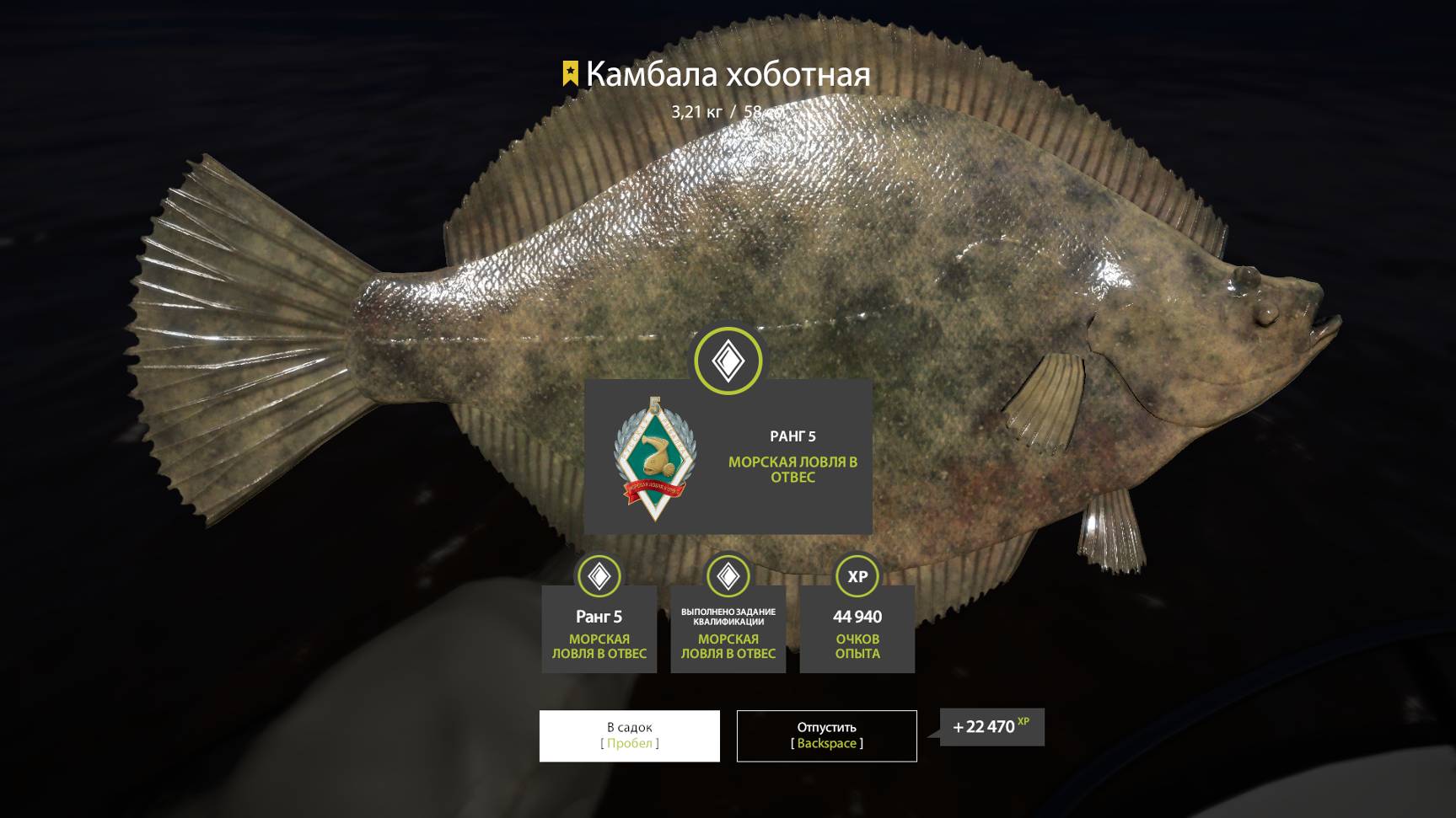 Русская рыбалка 4-Камбала трофейная (квалификация обезьянка)