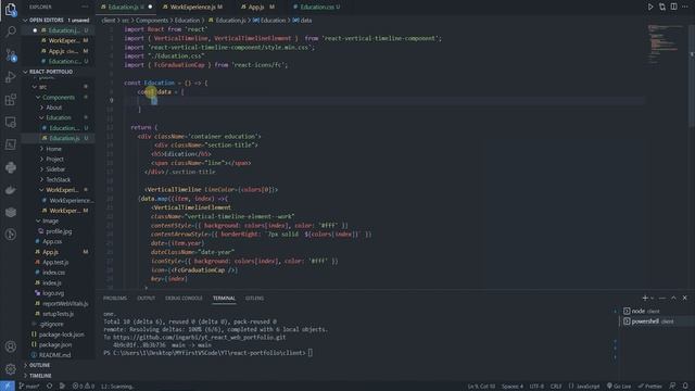 React webportfolio Компонент  Education #16