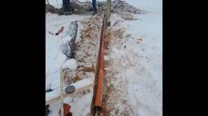 Монтаж накопительного септика Титан в зимних условиях.