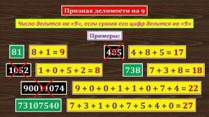 Признак делимости на 9