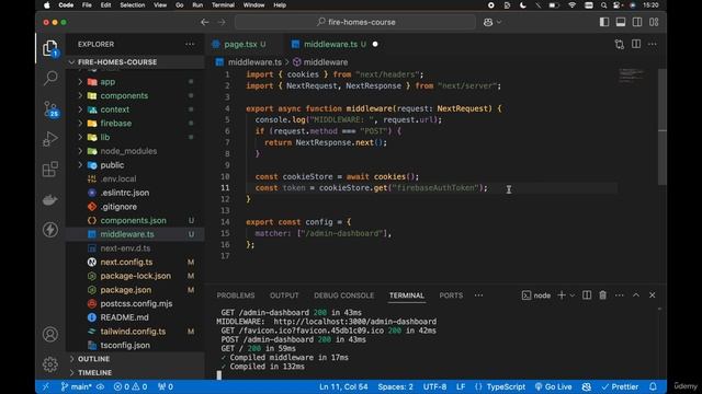 17 -Add the admin dashboard page + route protection with Next JS middleware