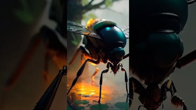 Жук. Гигантские Насекомые. Видео 3D, 4К. Музыка Изображение AI.