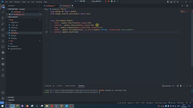 Django Blog Создание Модели #2 #reactjs #проект #django #js #python