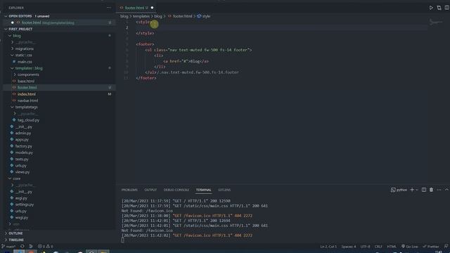Django Blog Добавление Footer #12 #reactjs #проект #django #js #python