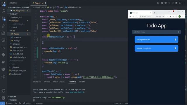 Django React todo-app проект. Добавление Todo, POST запрос #8