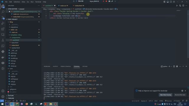 Django Blog Card Компонент #7 #reactjs #проект #django #js #python