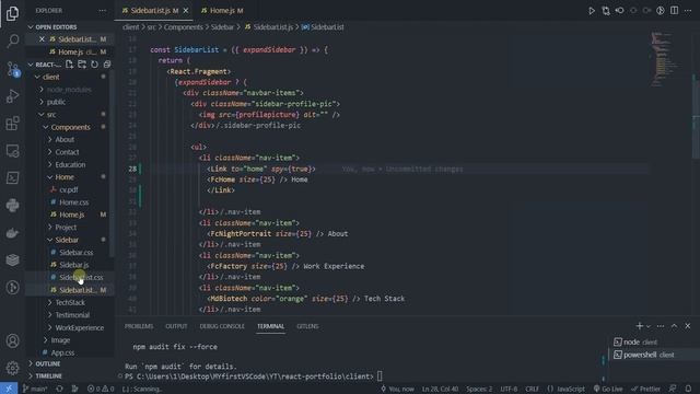 React webportfolio Sidebar Навигация #20