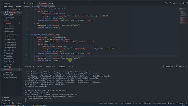Django CRM Обновление записи Конец #10