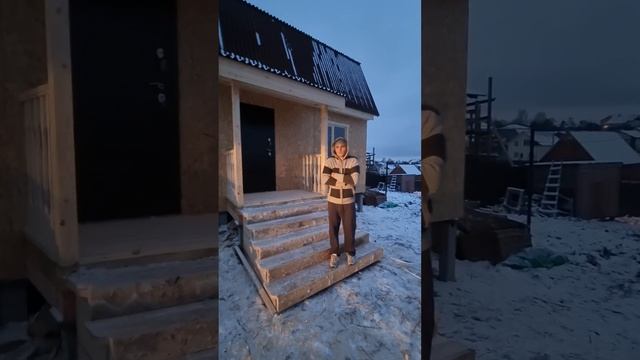 Видео отзывы СК ДомаСтрой от клиента по строительству каркасного дома 6х8 с крыльцом в Ленобласти