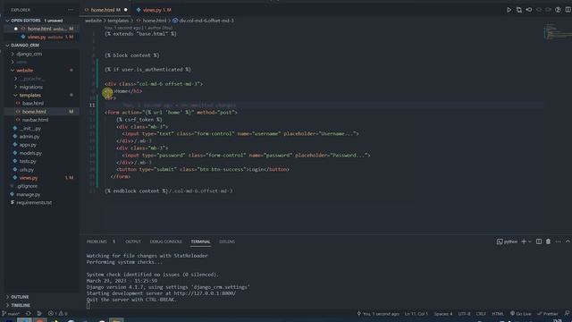 Django CRM Логин и Логаут #3