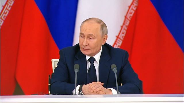 Пресс-конференция между Владимиром Путиным и Масудом Пезешкианом
