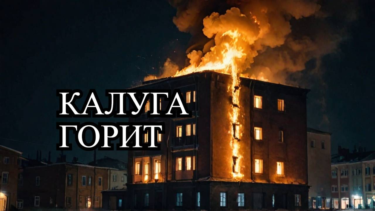 Пожар в Калуге после атаки беспилотников