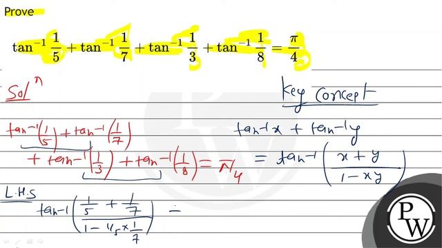 Prove \[ \tan ^{-1} \frac{1}{5}+\tan ^{-1} \frac{1}{7}+\tan ^{-1} \frac ...