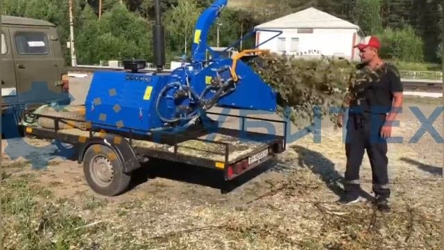 Мощный Измельчитель Дробилка дерева, веток DH-50 с дизельным двигателем 50 л.с РУБИТЕХ