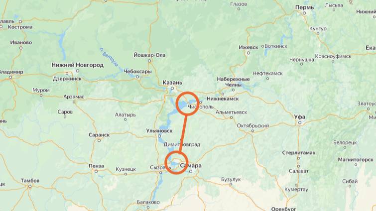 Тольятти - Димитровград - Казань. Между ПЛАТНЫМИ мостами по левому берегу Волги через Каму!