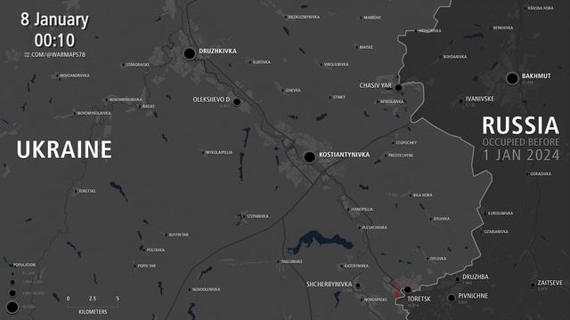 Анимированная карта боевых действий на Торецком направлении.