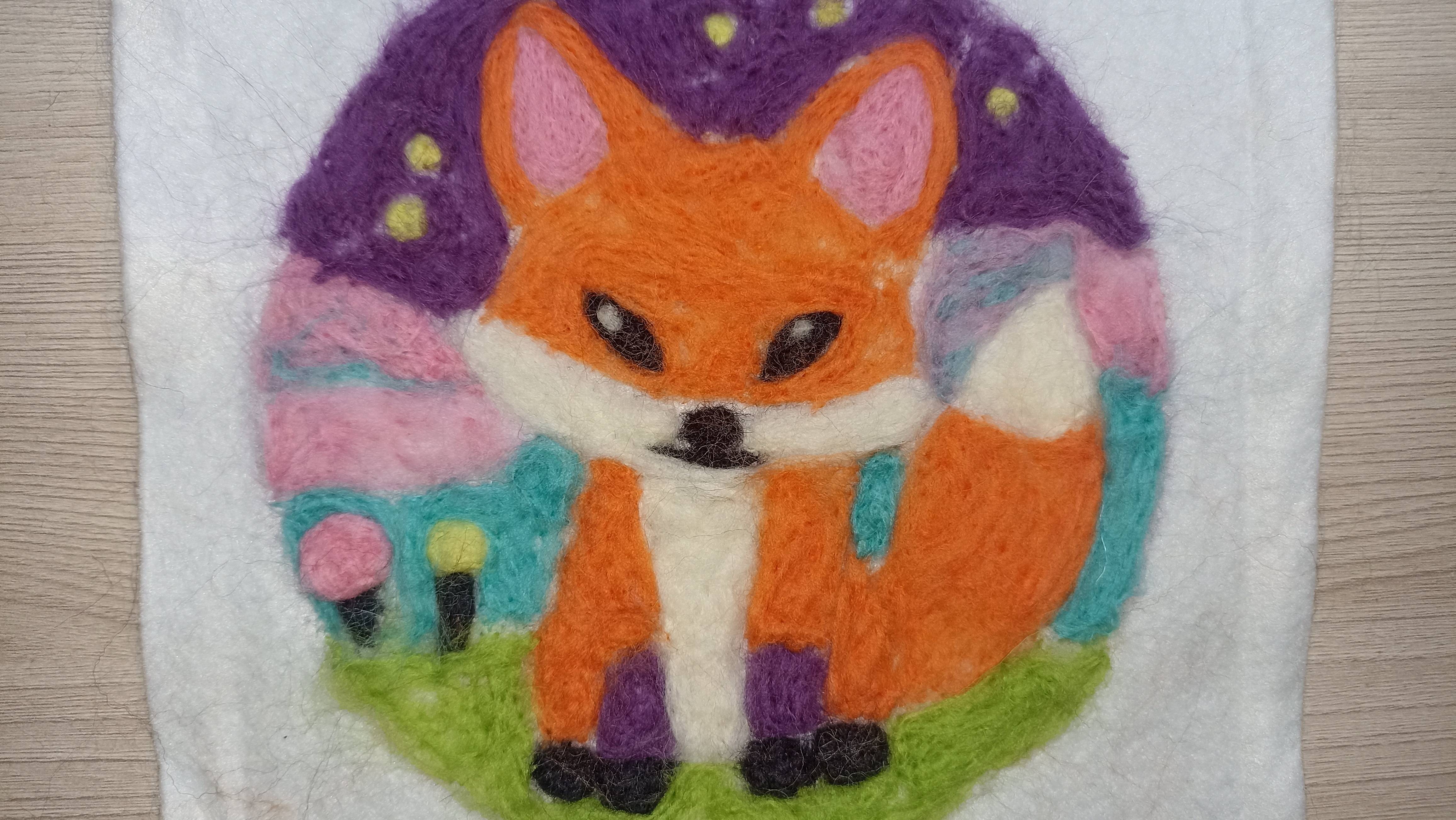 Картина из шерсти / Лиса