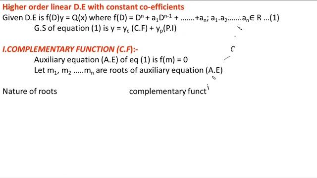 Yc(C.F) Table of D.E//Differential Equations /Solution/A U/ first ...