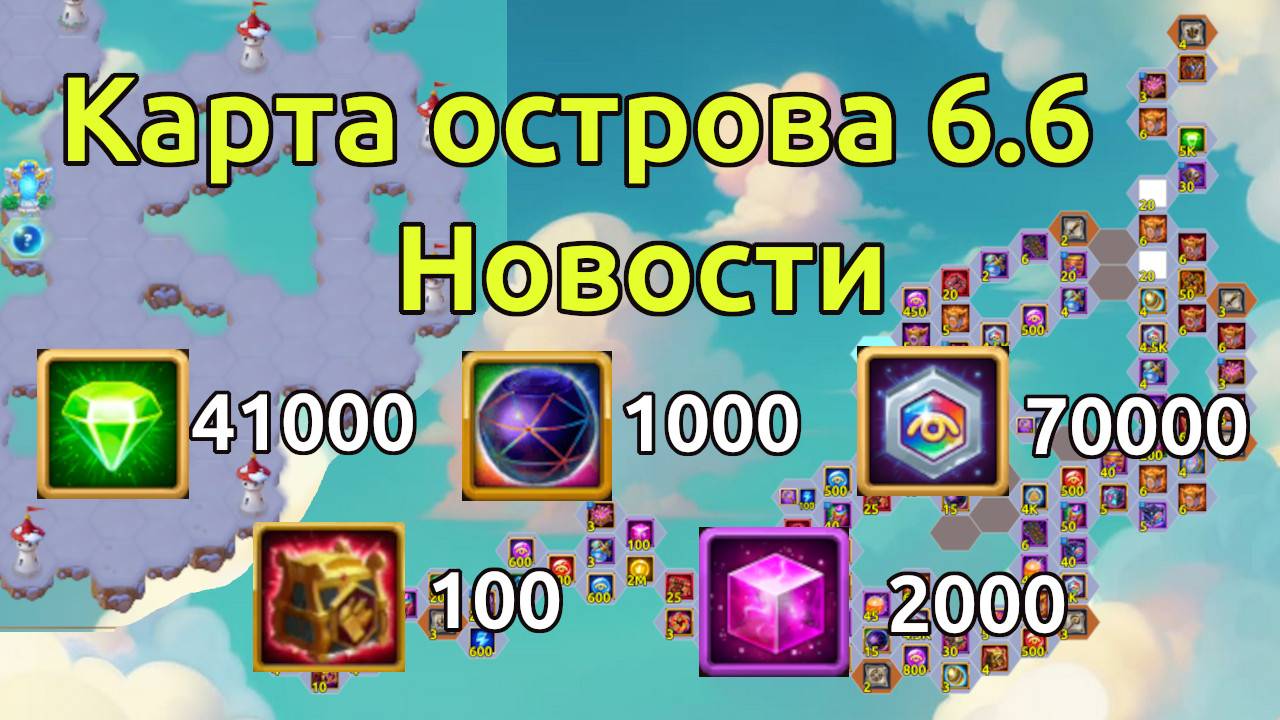 Карта Таинственный остров 6.6 Новости, Бесплатные 41000 изумрудов, 1000 сфер титанов