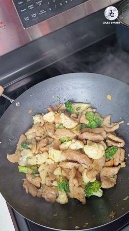 Broccoli, cauliflower, and pork stir fry. #shorts