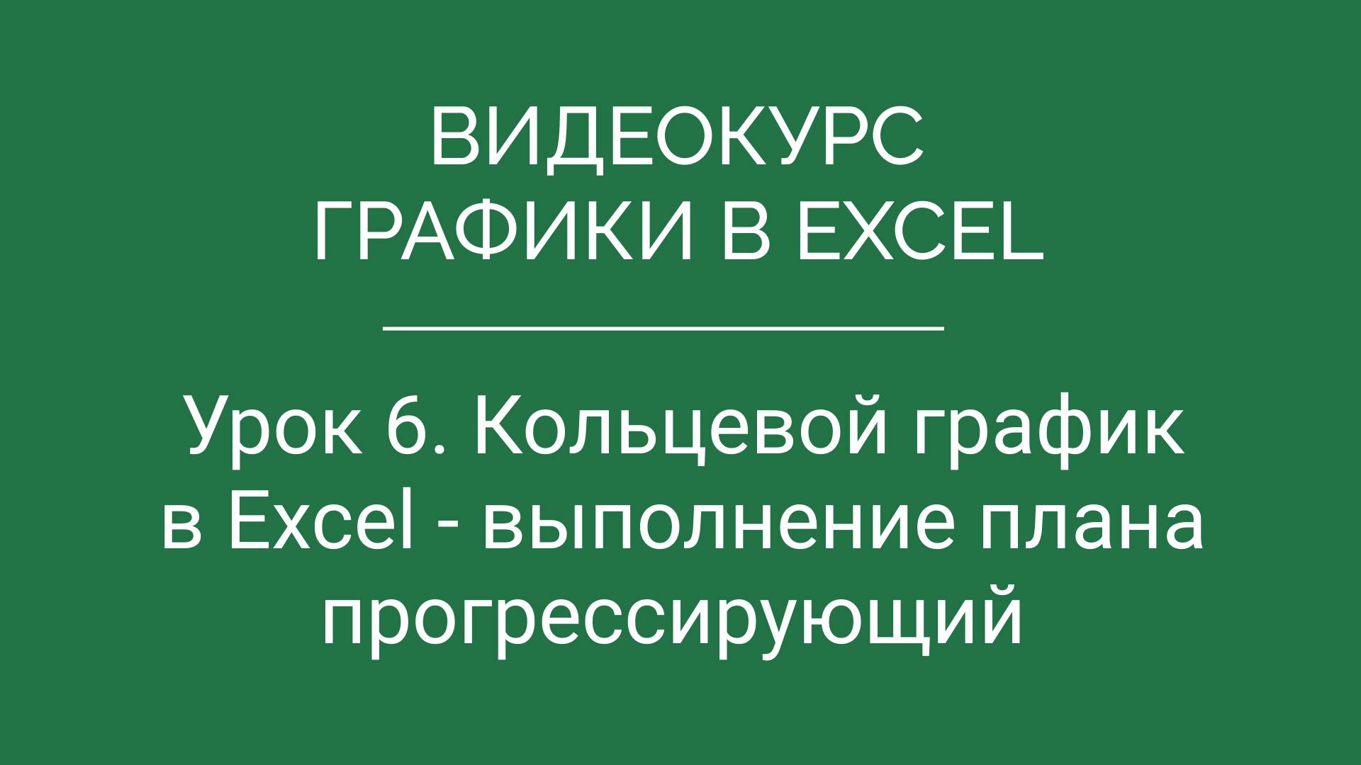 Урок 6 - Кольцевой график в Excel  выполнение плана  прогресс