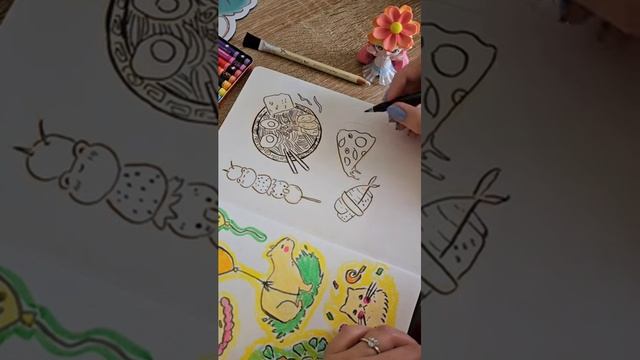 hungry doodling 🍜🍡#sketching #sketchbook #drawwithme #drawingtutorial #drawing #cuteillustration