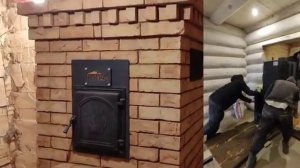 Банная печь ТРОЙКА, в кирпичном кожухе.