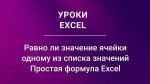 Равно ли значение ячейки одному из списка значений Простая формула Excel