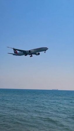 Emirates B777-300ER Landing at Larnaca Airport