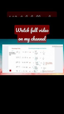 How to convert percentage into fractions and decimals #tricksandtips  #youtubeshorts #percentage