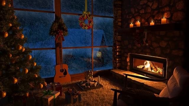 Потрескивание камина, звуки метели, снегопад ❄️ Зимняя атмосфера ASMR