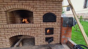 Кухонный печной комплекс с тремя очагами. Печь барбекю с мангалом, казаном, жаровней (русская печь)