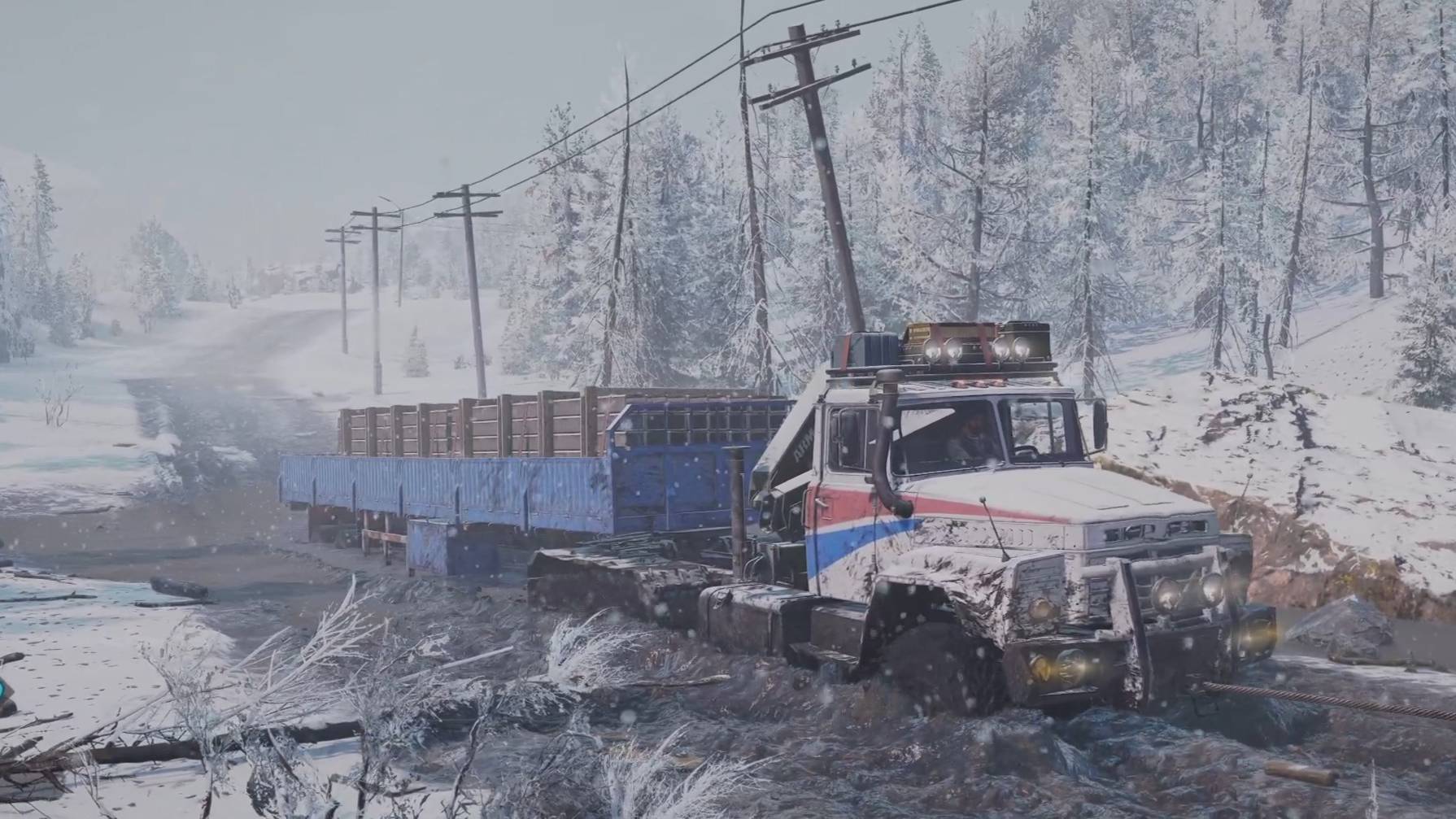 Snow Runner - карта АМУР - Восстанавливаем дороги Чернокаменcка - Главный мост, Завал на западе