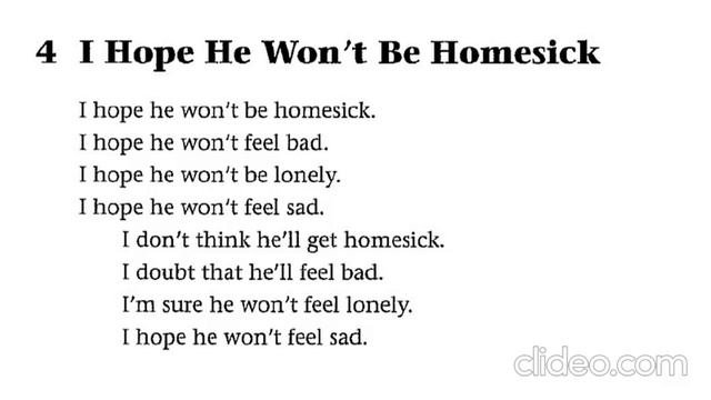 GrammarChants 10.4 I hope he wont be homesick